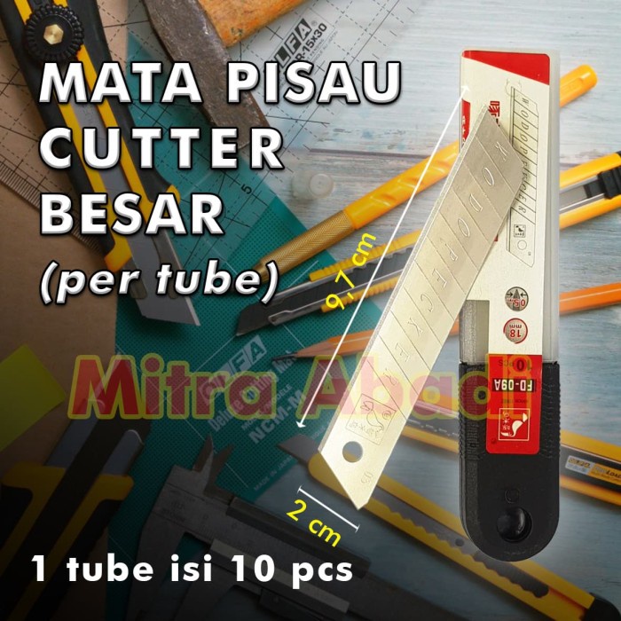 Jual REFILL Mata Pisau Cutter Ukuran Besar / Jumbo 18 mm ( 1 TUBE = 10 ...