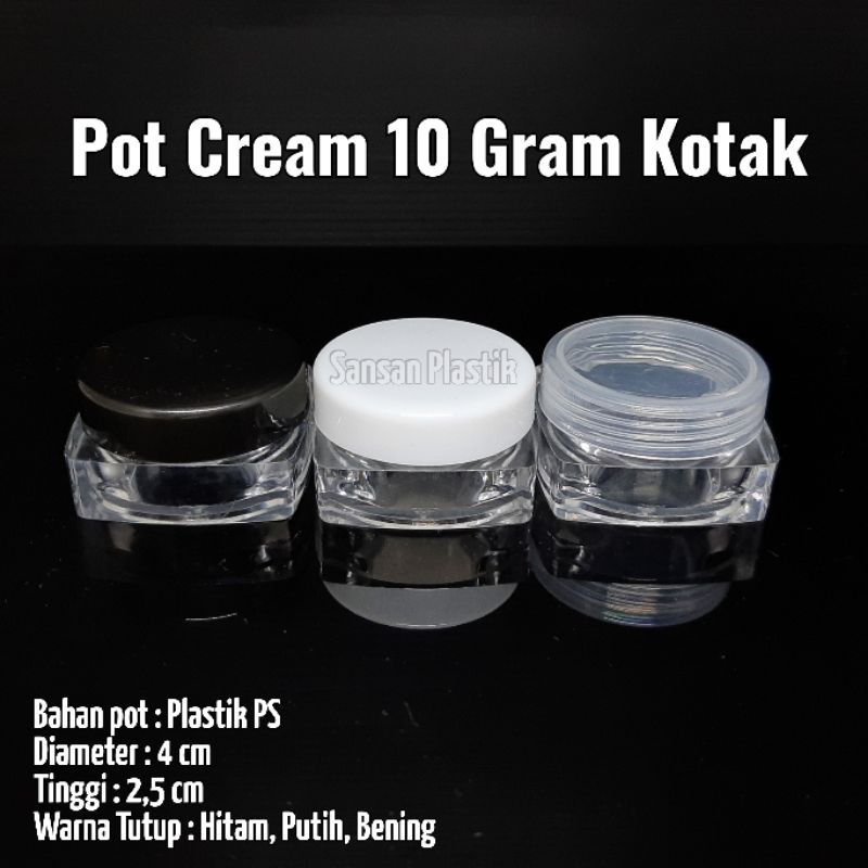 Jual Pot cream 10 gram kotak / pot jar 10 gram square / pot cream ...
