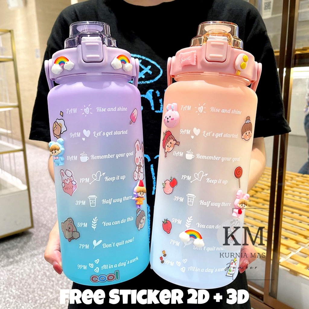 Jual Botol Minum 2 Liter Botol Minum Viral 2000 ML Botol Pelangi Botol ...