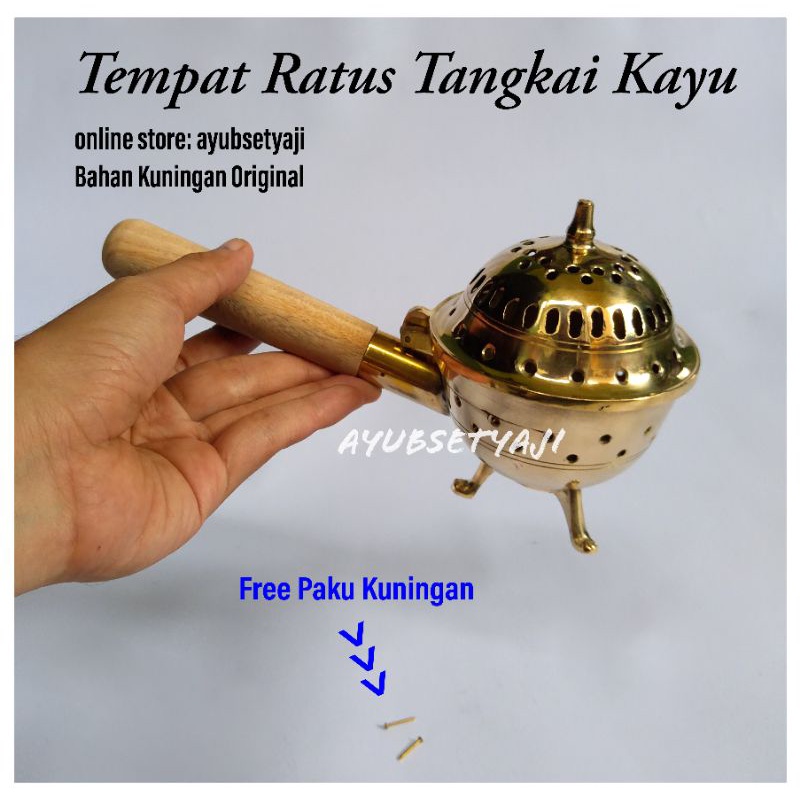 Jual Tungku Bakar Kuningan Antik Tempat Ratus BRASS Tangkai kayu hiolo ...