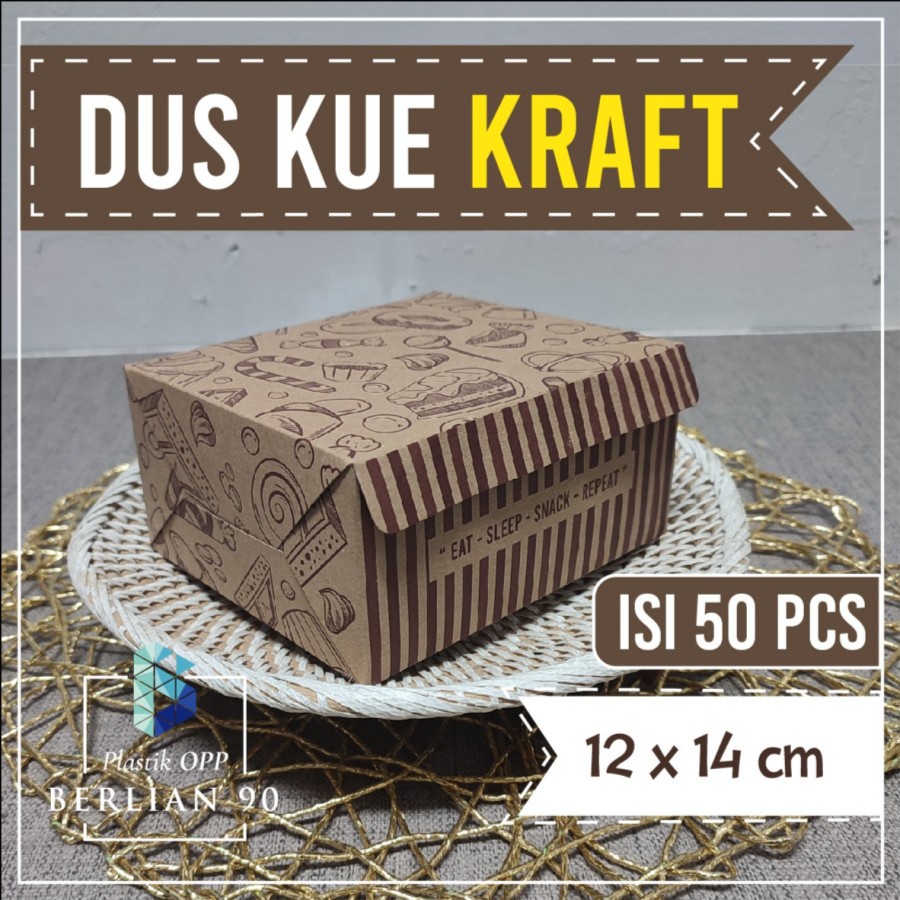 Jual Dus Kue Bahan Kraft 12x14 cm Dus Snack Craft Tempat Snack Isi 50 ...