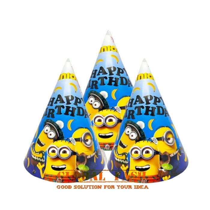 Jual topi kerucut minion / topi ultah anak / topi ulang tahun minion ...