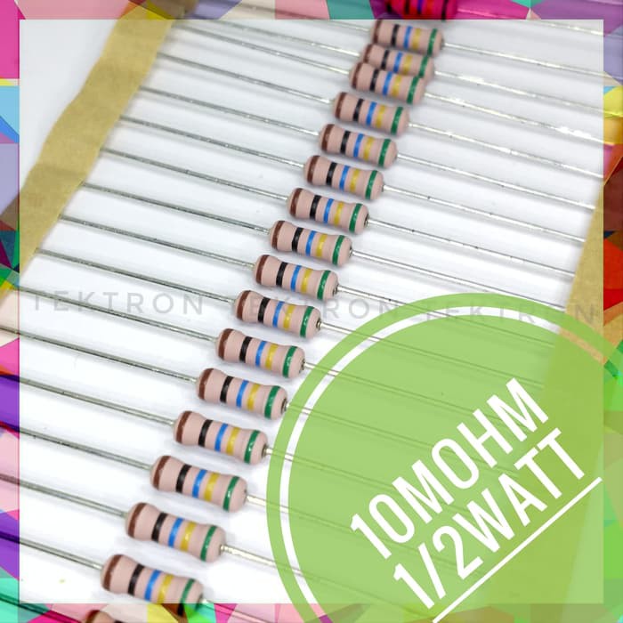 Jual Harga 10 buah 10M ohm Resistor 1/2watt, 5%, 10Mohm | Shopee Indonesia