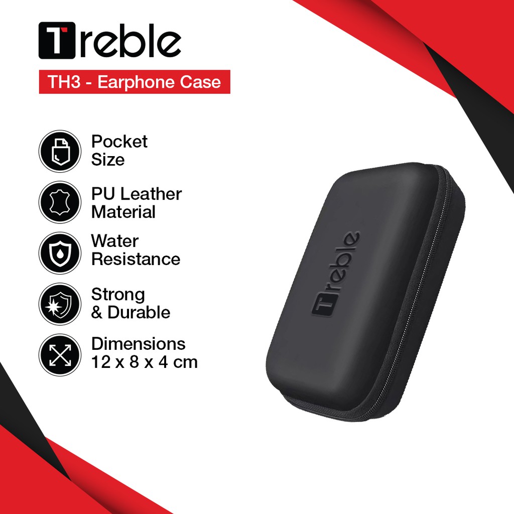 Jual TREBLE JM Holder Case Earphone & Charger Rectangle Black - TH03 | Shopee Indonesia