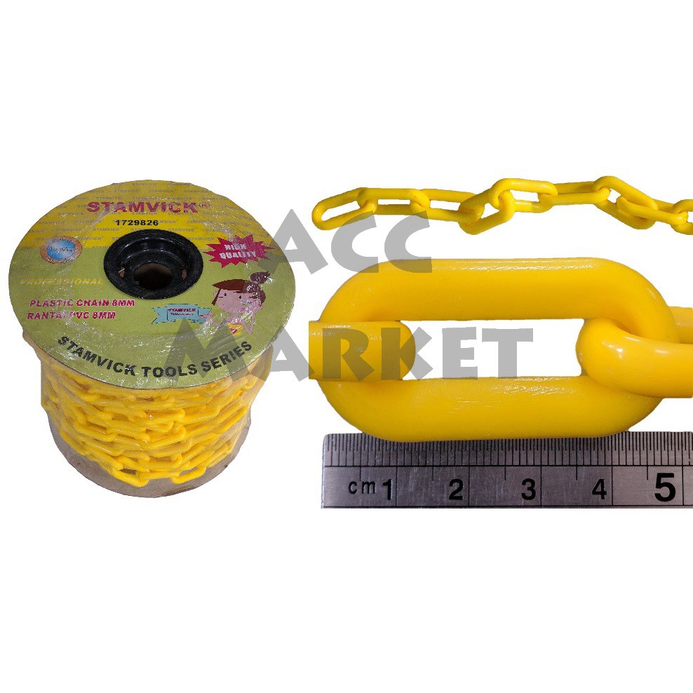 Jual Rantai Plastik Pembatas PVC METERAN 8 Mm Plastic Chain Warna ...