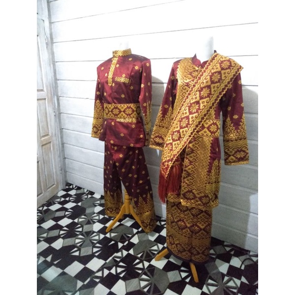 Jual Baju Pengantin Tenun Songket Tradisional Melayu Riau Motif Pucuk ...