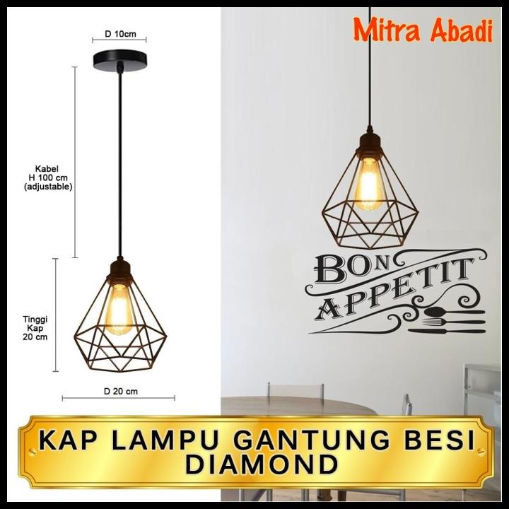 Jual Kap Lampu Gantung Besi Diamond Cafe Vintage Edison | Shopee Indonesia
