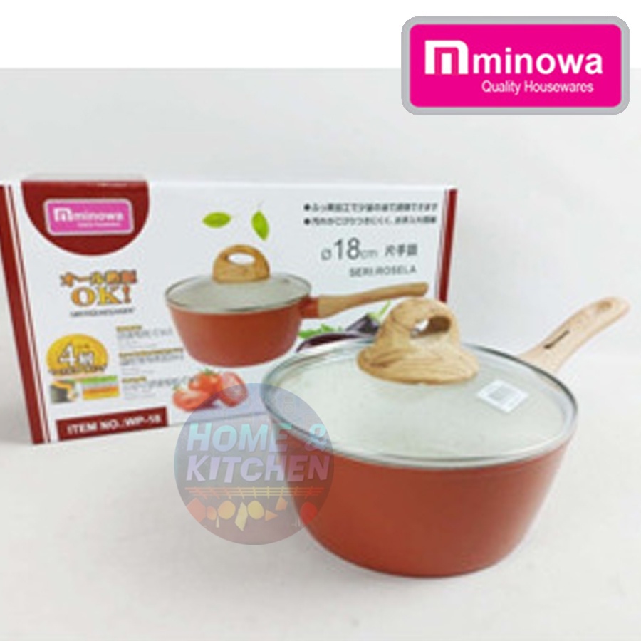 Jual Sauce Pan Induksi Yoshikawa 14 / 16 / 18 cm Minowa Marble Panci Anti Lengket Keramik Gagang ...