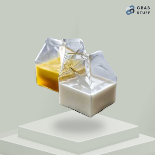 Jual Gelas Kaca Susu Borosilicate Design Kotak Susu Glass Milk Box ...