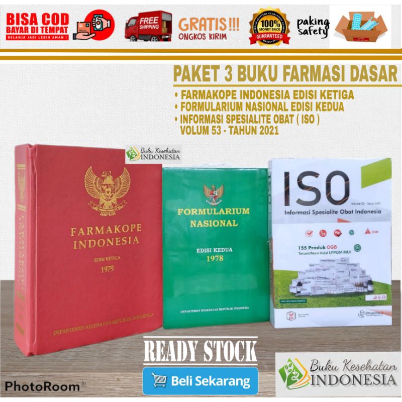 Jual PAKET 3 BUKU FARMASI DASAR FARMAKOPE EDISI 3 ISO OBAT FORNASFORMULARIUM NASIONAL FORNAS ISO ...