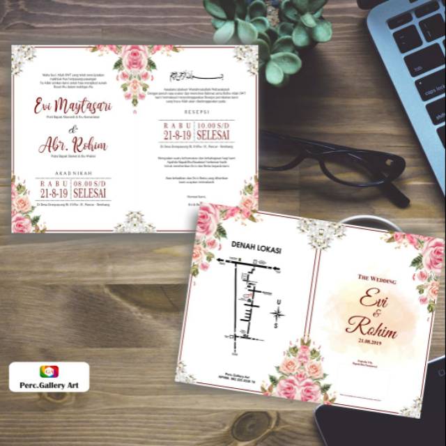 Jual Undangan Pernikahan Custom Desain Floral 5/Undangan Unik/Undangan ...