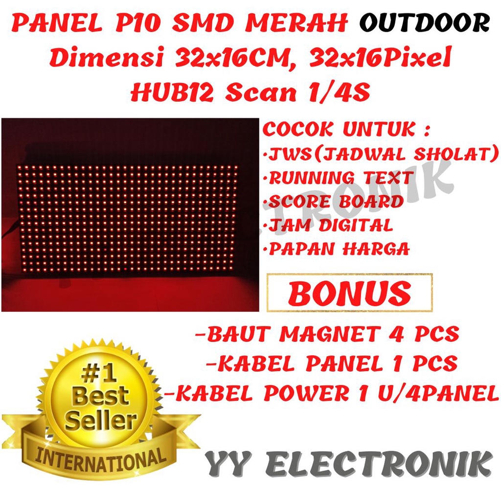 Jual Panel Module Modul LED P10 Running Text SMD Merah Red Outdoor ...