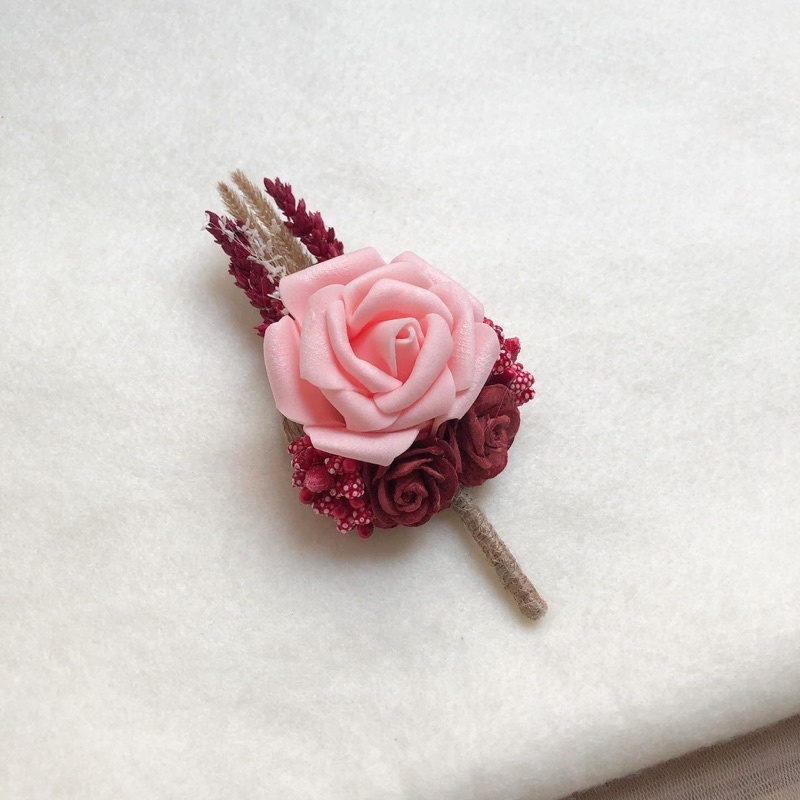 Jual Pin Jas / Boutonniere Rustic Bunga Pink Peach dan Merah | Shopee ...