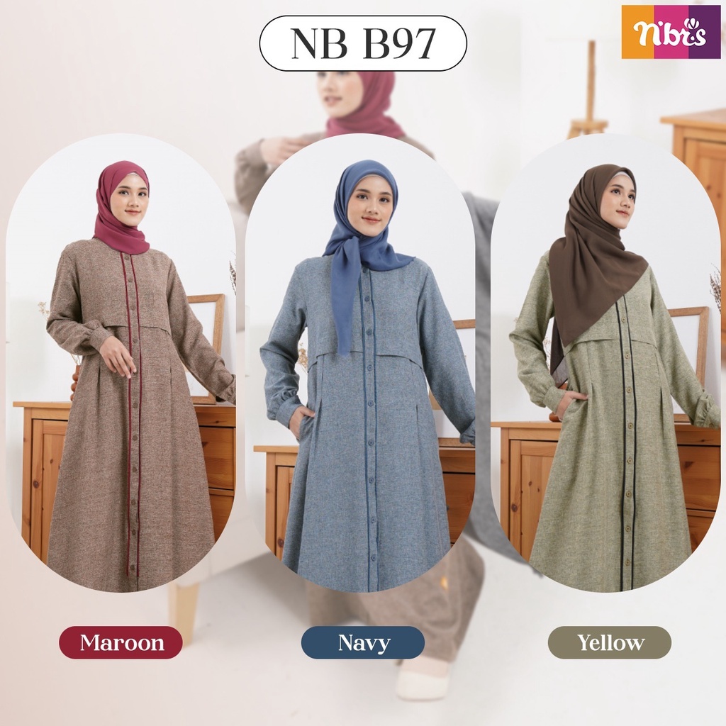 Jual Nibras Gamis NB B97 Bahan Celio Dress Fashion Muslimah Simpel ...