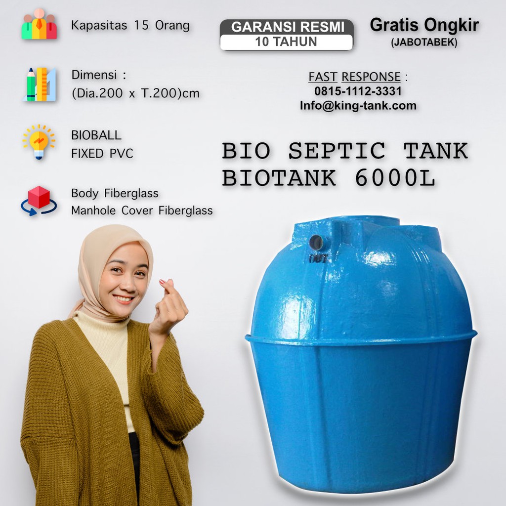 Jual BIOTANK Septic Tank Vertikal 6000 Liter / 6m3 | Shopee Indonesia