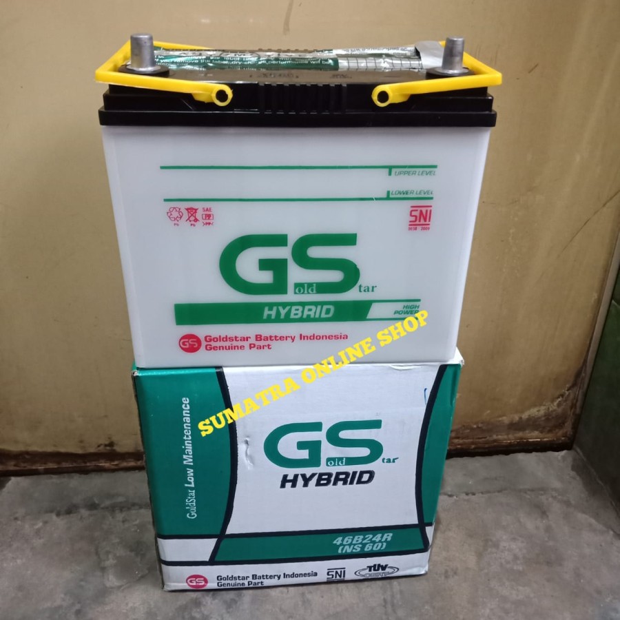 Jual Aki Mobil / Battery GS GOLD STAR HYBRID 46B24R NS60 12V 45AH | Shopee Indonesia