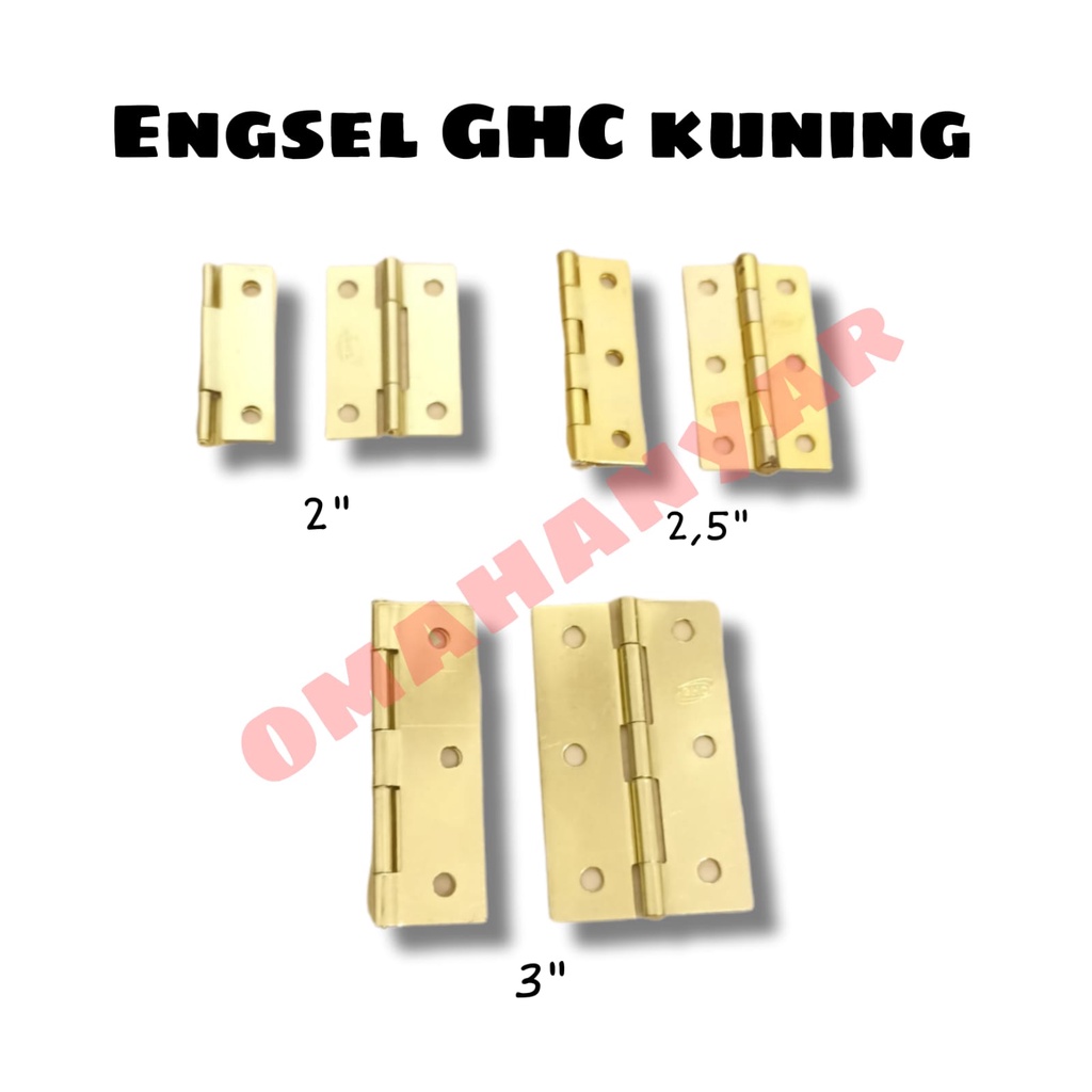 Jual 1 Pasang Engsel Lemari Tipis Kuning 2",2,5",3" GP Gold Plate merk ...