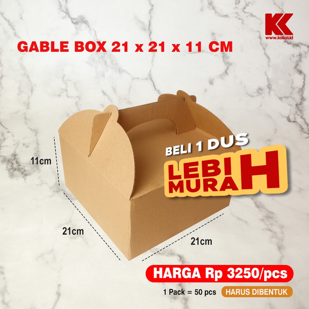 Jual CORRUGATED GABLE BOX KRAFT 21x21x11 / DUS HANDLE / BOX HAMPERS ...