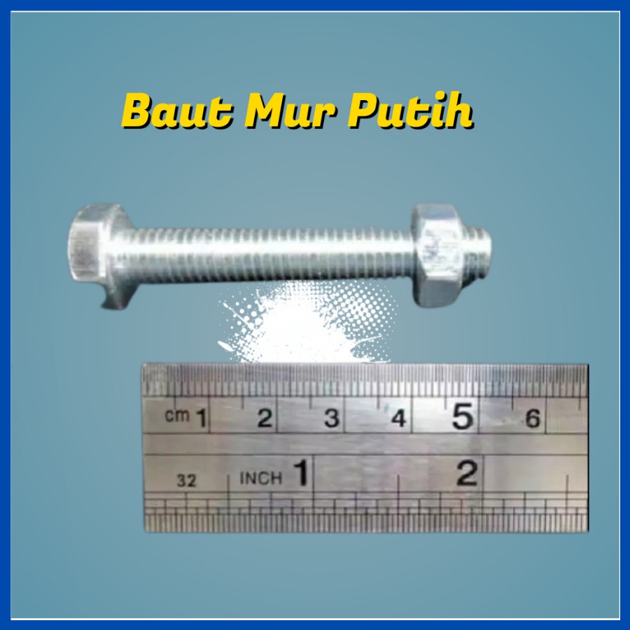 Jual Baut Mur Putih / Galvanize M8x50mm Kunci 13MM | Shopee Indonesia