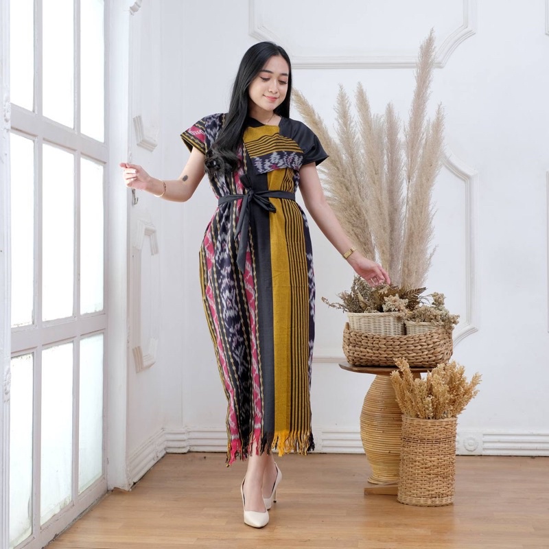 Jual DRESS AURORA TENUN IKAT ASLI SONGKET DRESS ETNIK DRESS KONDANGAN DRESS SONGKET KIMONIK ...