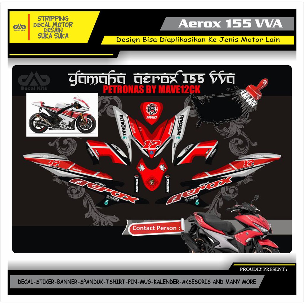Jual STICKER DECAL MOTOR STIKER STRIPING AEROX 155 PETRONAS MERAH ...