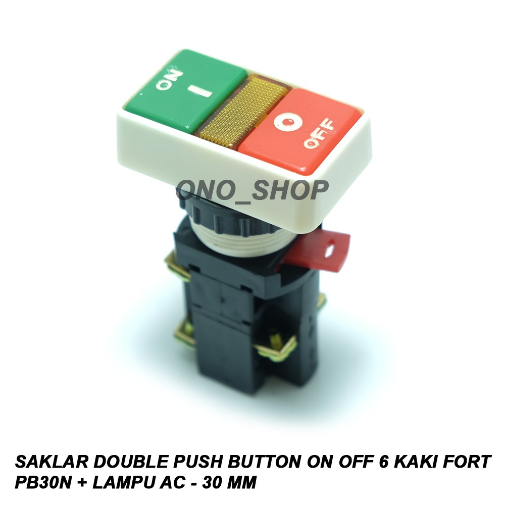 Jual Saklar Double Push Button On Off 6 kaki Fort PB30N + Lampu AC - 30 ...