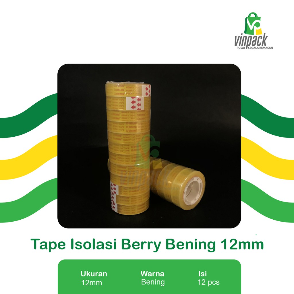 Jual Isolasi Bening/ Solasi/ Selotip/Tape Kecil Bening Berry 12mm ...