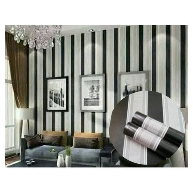 Jual S031LS wallpaper sticker garis hitam putih abu2 - wallpaper ...
