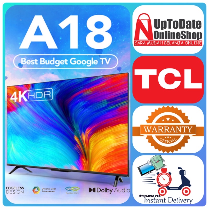 Jual TCL 43A18 - 43 INCH GOOGLE TV - 4K UHD SMART TV - DOLBY AUDIO - NETFLIX YOUTUBE - EDGELESS ...