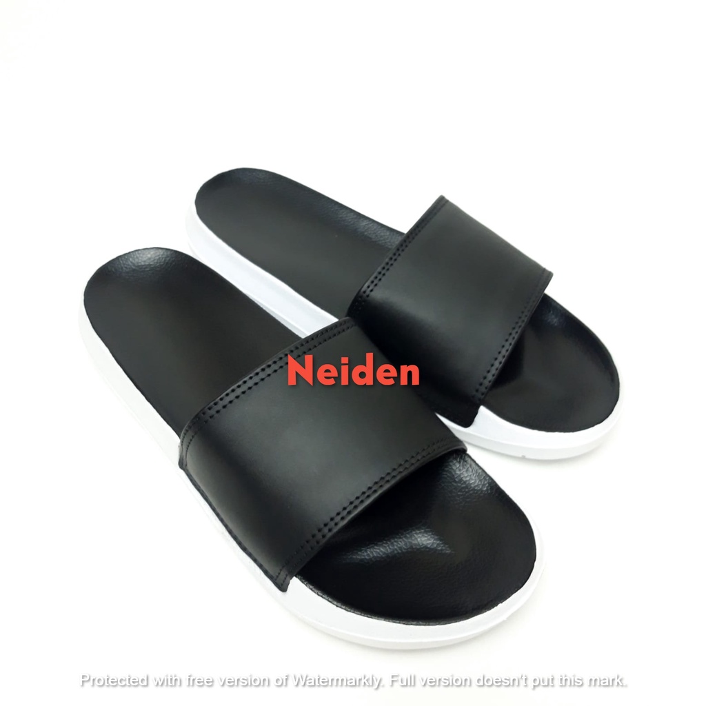 Jual Sandal Sendal Slide Slop Pria Wanita Polosan Hitam Putih BW ...