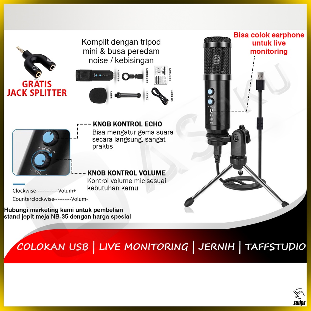 Jual Mic Condenser USB UD-900FX Original Mik Mikrofon Microphone ...
