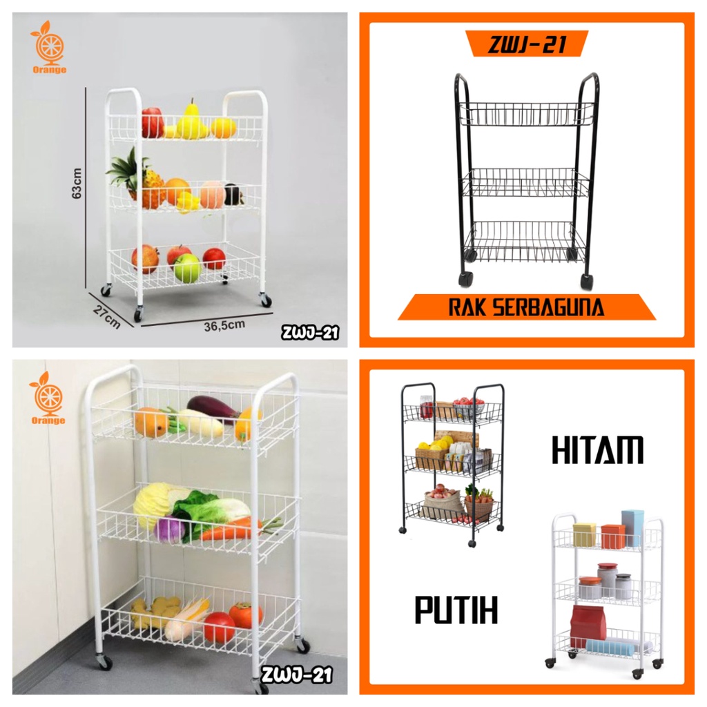 Jual Rak Troli 3 Susun Roda Rak Penyimpanan Tingkat Rak Multifungsi ...
