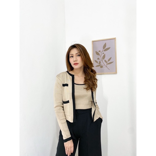 Jual STELLA CARDI KNIT SET - ONE SET CARDIGAN DAN TANKTOP RAJUT KNIT IMPORT PREMIUM WANITA ...
