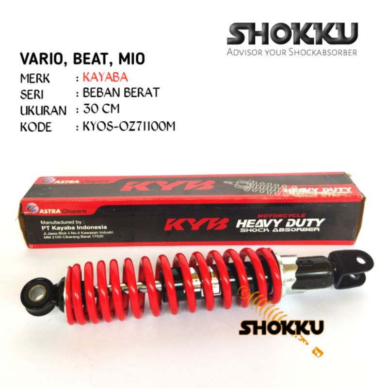 Jual SHOCKBREAKER BEBAN BERAT / HEAVY DUTY UNTUK VARIO, BEAT, MIO MERK KAYABA UKURAN 30 CM WARNA ...