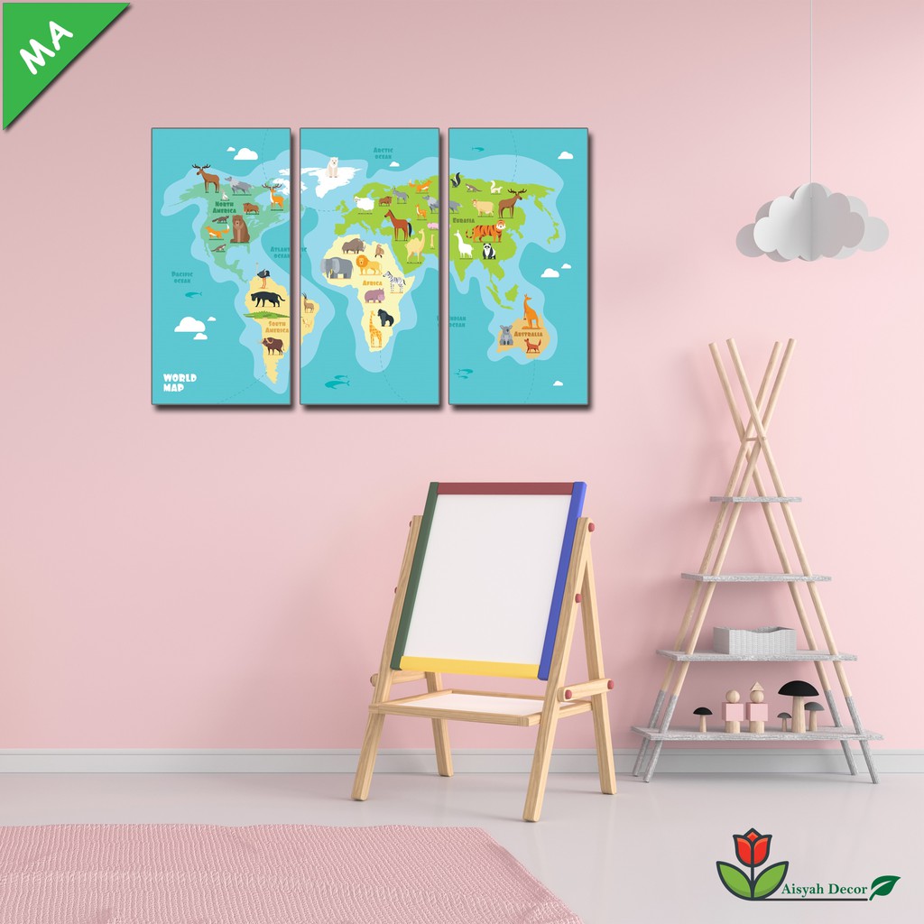 Jual Hiasan Dinding Dekorasi Rumah Seri Anak Peta Dunia World Map MA ...