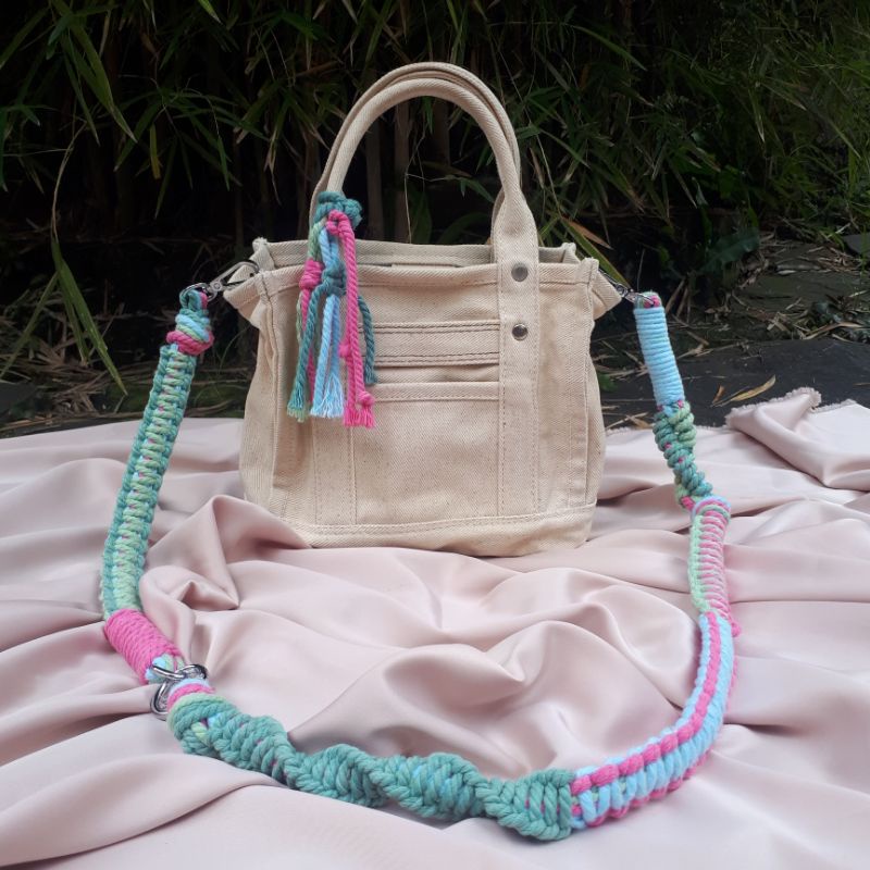 Jual Macrame Strap Bag 3 in 1 tali tas slempang bahu rajut wanita puffy ...