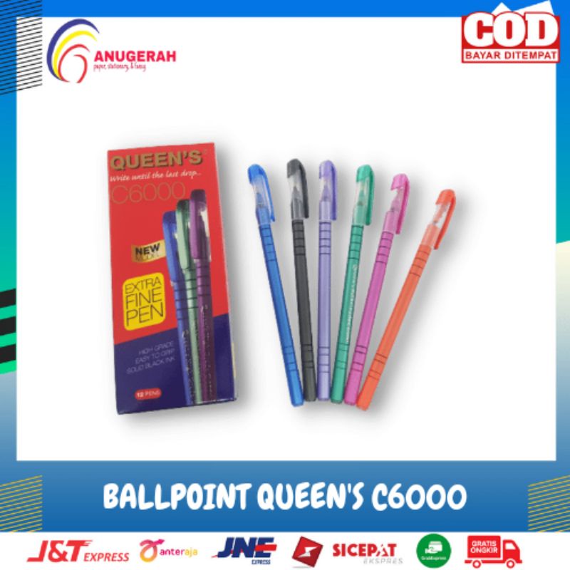 Jual QUEEN'S C6000 BALLPOINT HITAM (LSN) | Shopee Indonesia