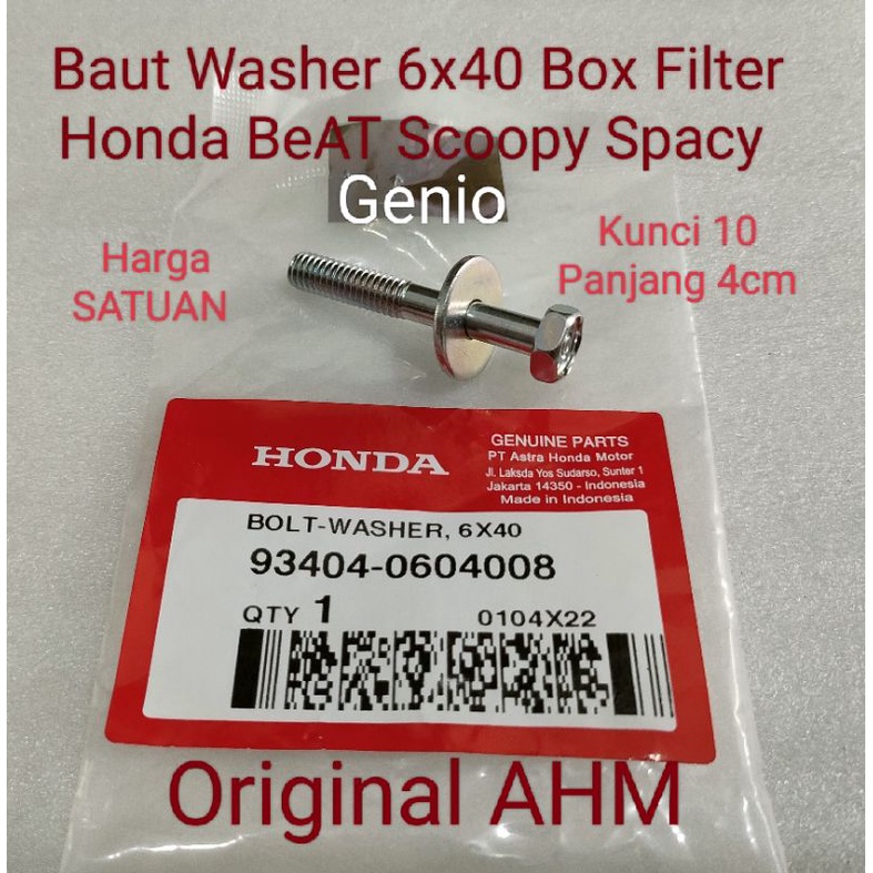 Jual Baut Washer 6x40 Box Filter Honda BeAT Scoopy Spacy Genio Ori AHM ...