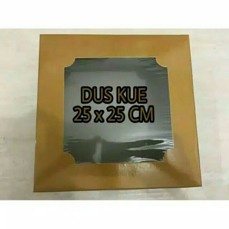 Jual Dus Gold Kaca 25X25 / BOX KUE EMAS / DUS KUE EMAS ECERAN SATUAN ...