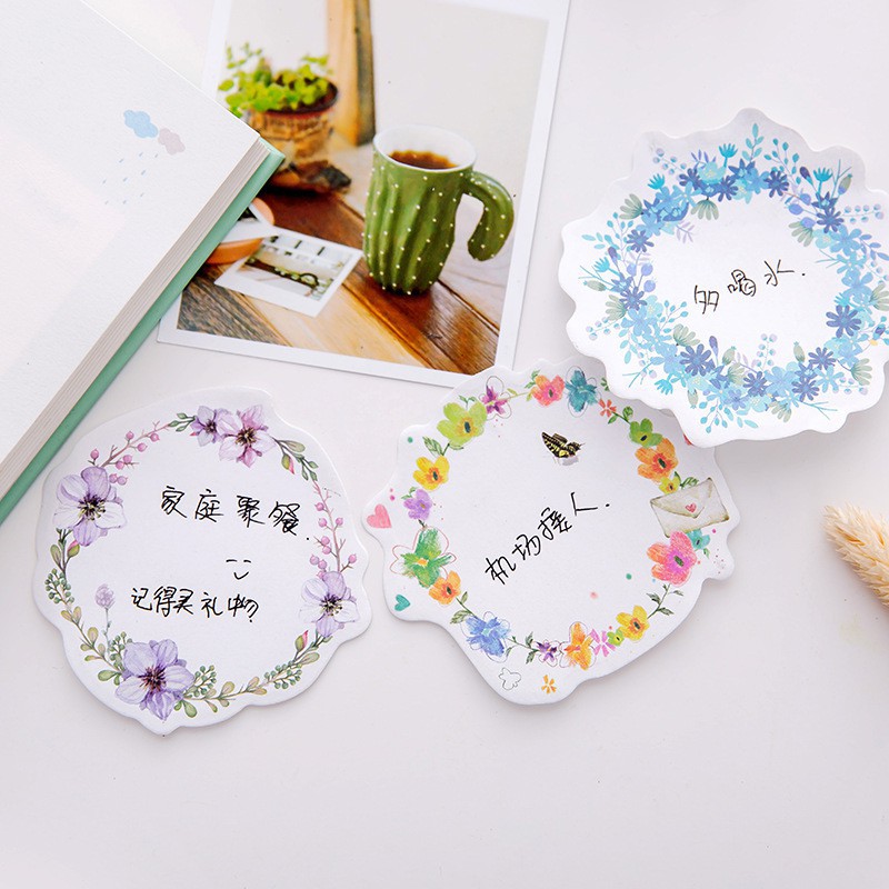 Jual STICKY NOTES MOTIF BUNGA WREATH POST IT MEMO NOTE STICKER REMINDER ...