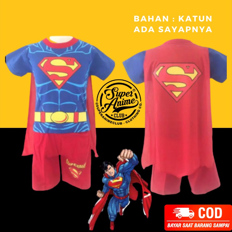 Jual Setelan Superman Anak Celana Pendek Baju Sayap Superhero Kaos ...