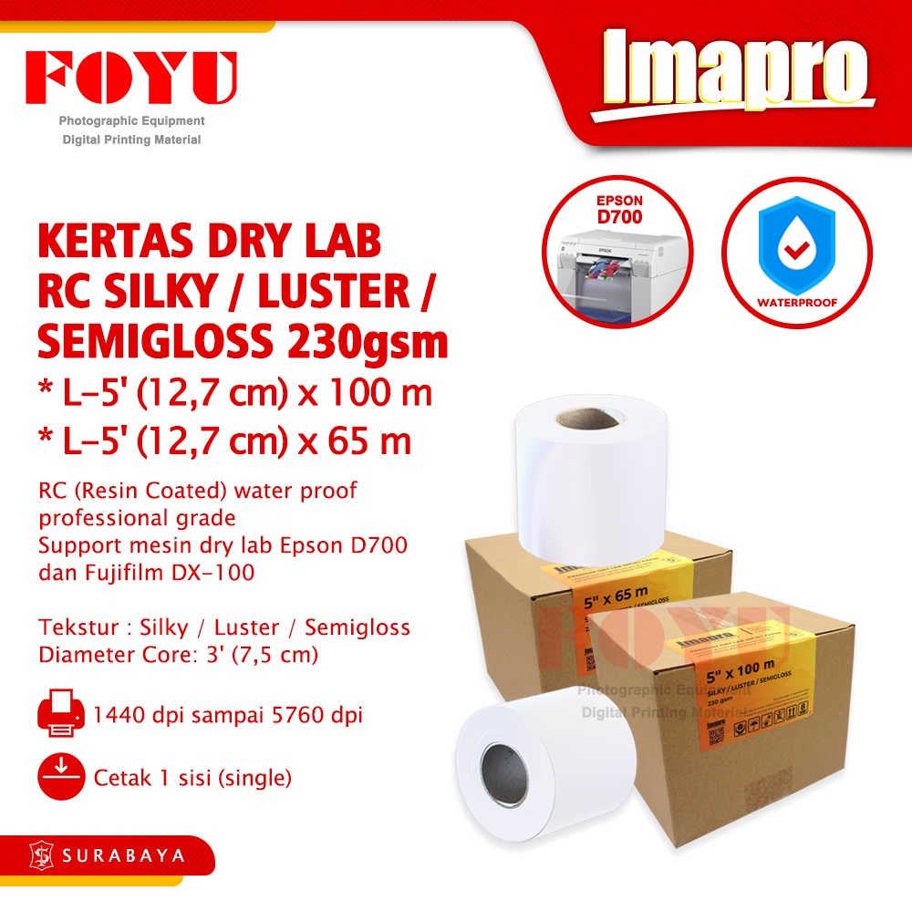 Jual Kertas Cetak Foto Photo Paper Mesin Printer Dry Lab SureLab Epson D700 D830 D1030 Fujifilm ...