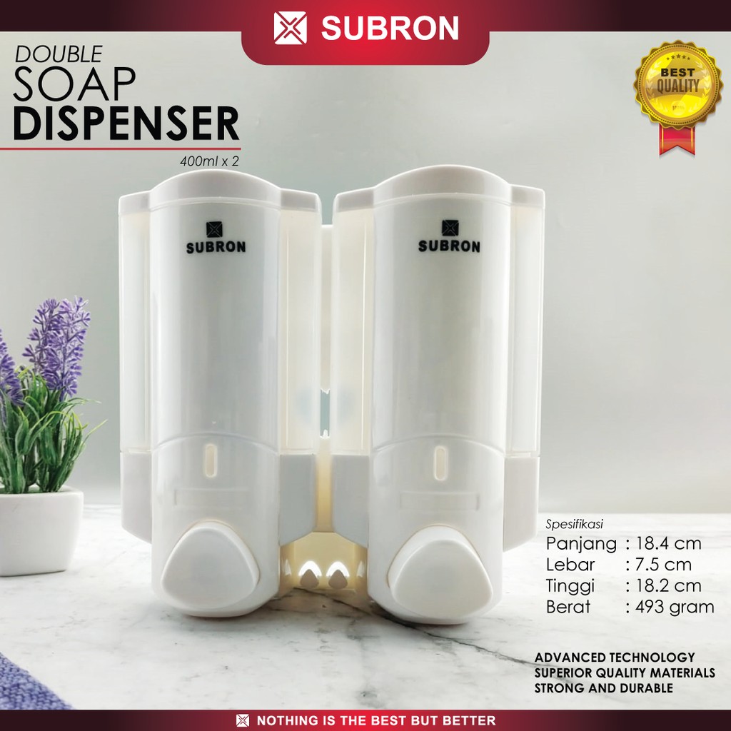 Jual SUBRON Soap Dispenser Single Tempat Sabun Cair Plastik Tebal 400ml x 2 / 800ml | Shopee ...
