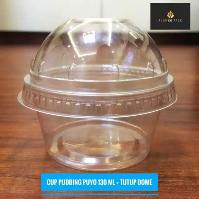 Jual ISI 50PCS | Cup puding 130ml tutup dome/cembung / Mika Puding puyo 130ml / Cup Silky puding ...