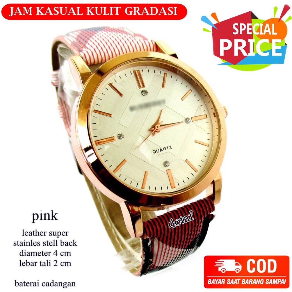 Jual Jam Kulit female Gradasi Leather premium pink | Shopee Indonesia