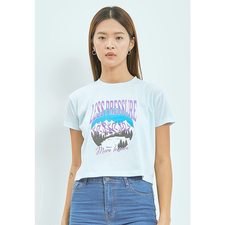 Jual Colorbox Graphic Crop T Shirt Lt Blue Shopee Indonesia