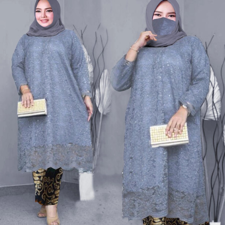 Jual Kebaya Setelan Brokat Tunik Panjang Kurung/Kebaya Modern/ukuran M ...