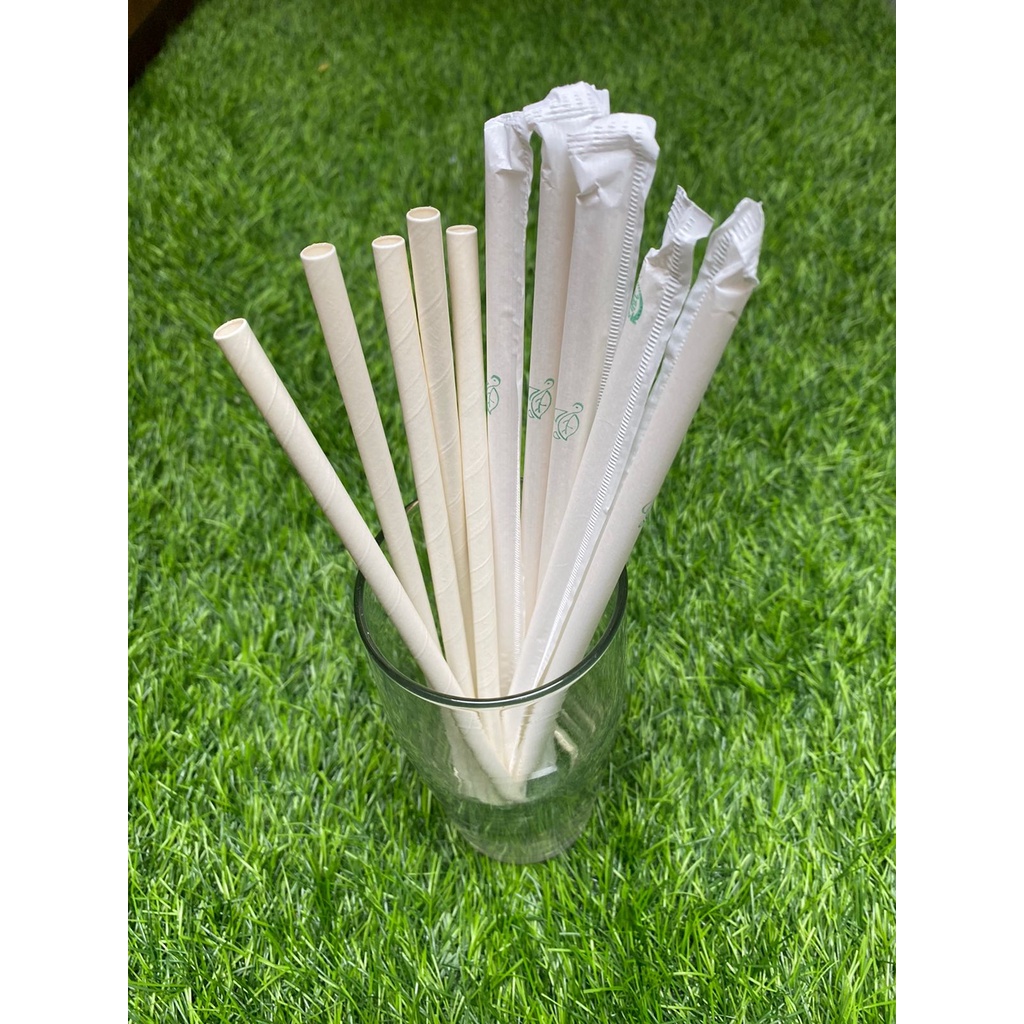 Jual Sedotan Kertas Putih Steril / Paper Straw 7mm. ( 1 Pack isi 200 ...