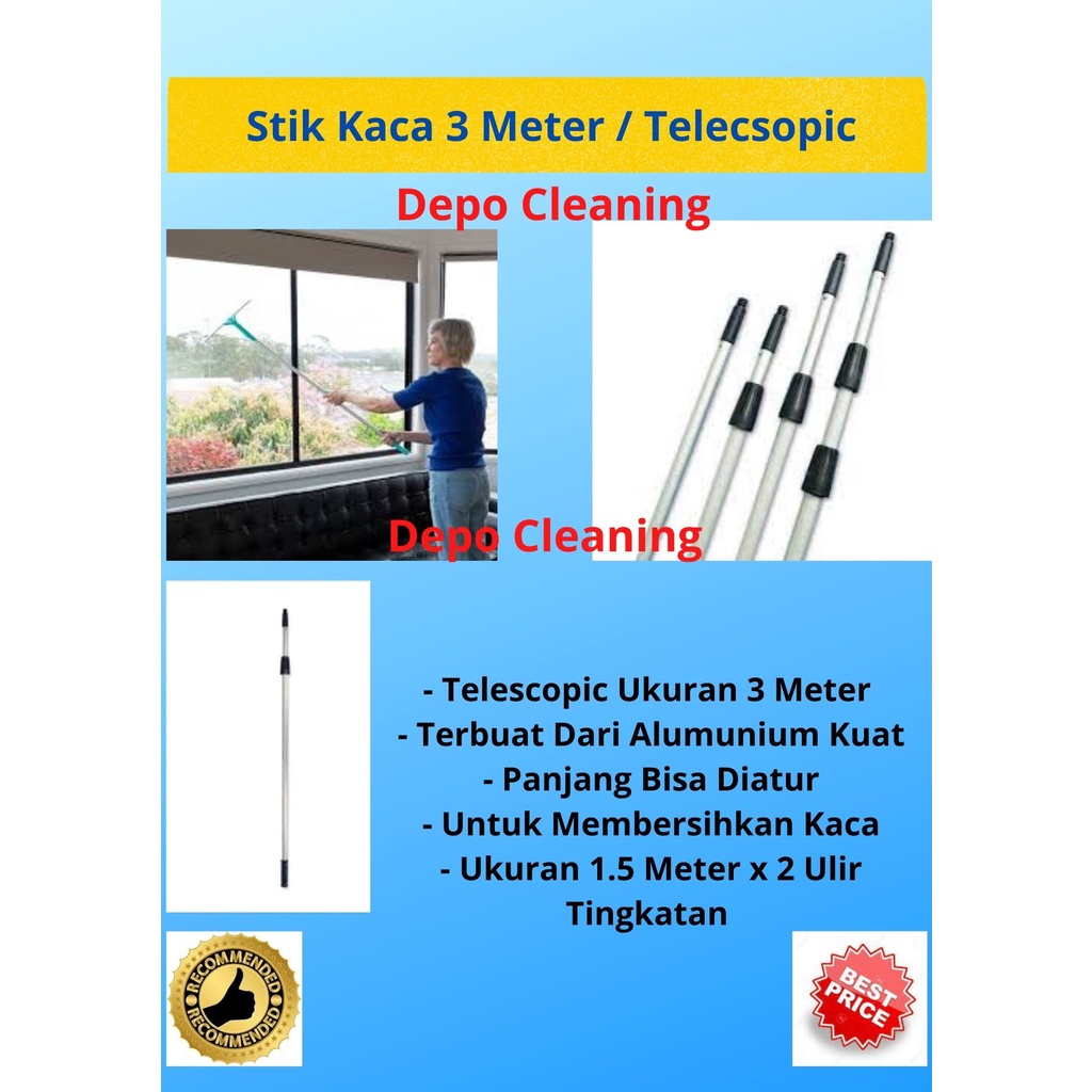 Jual Stik Alumunium / Stik Kaca / Telescopic Ukuran Pilihan 3Meter ...