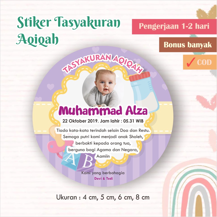Jual Stiker Tasyakuran Aqiqah Cromo / cutting stiker / Stiker Syukuran ...